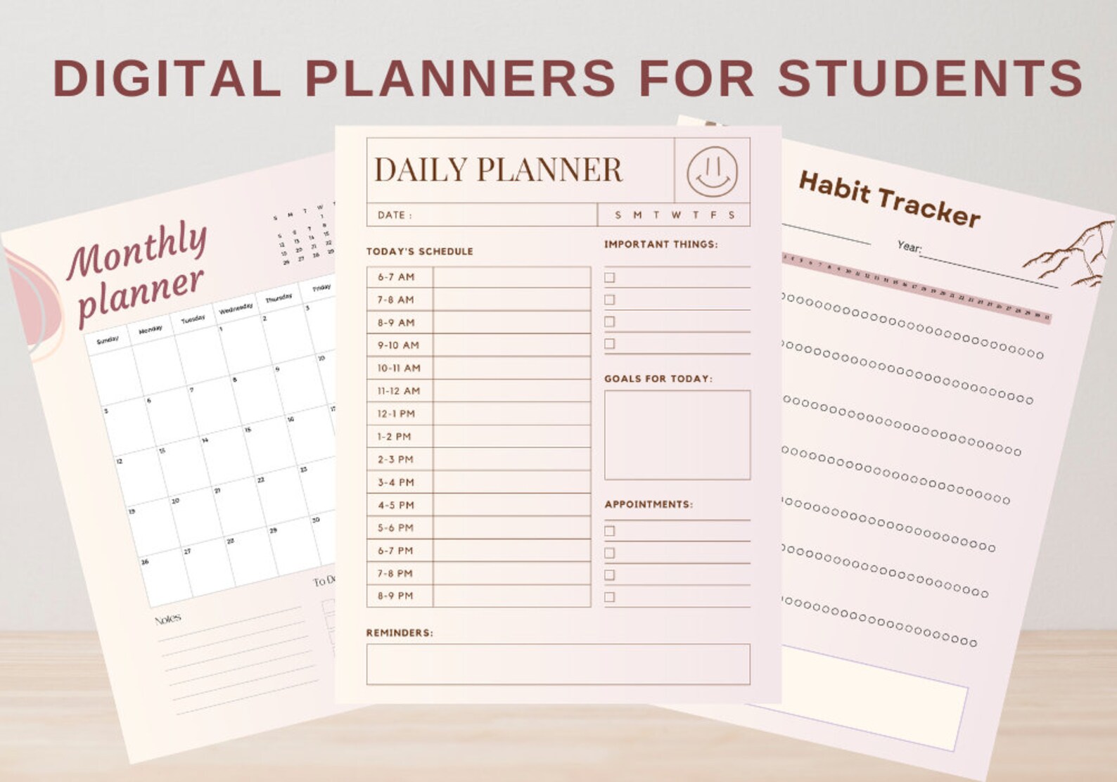 Daily Planner, Digital Planner, Printable Planner, Students Planner ...