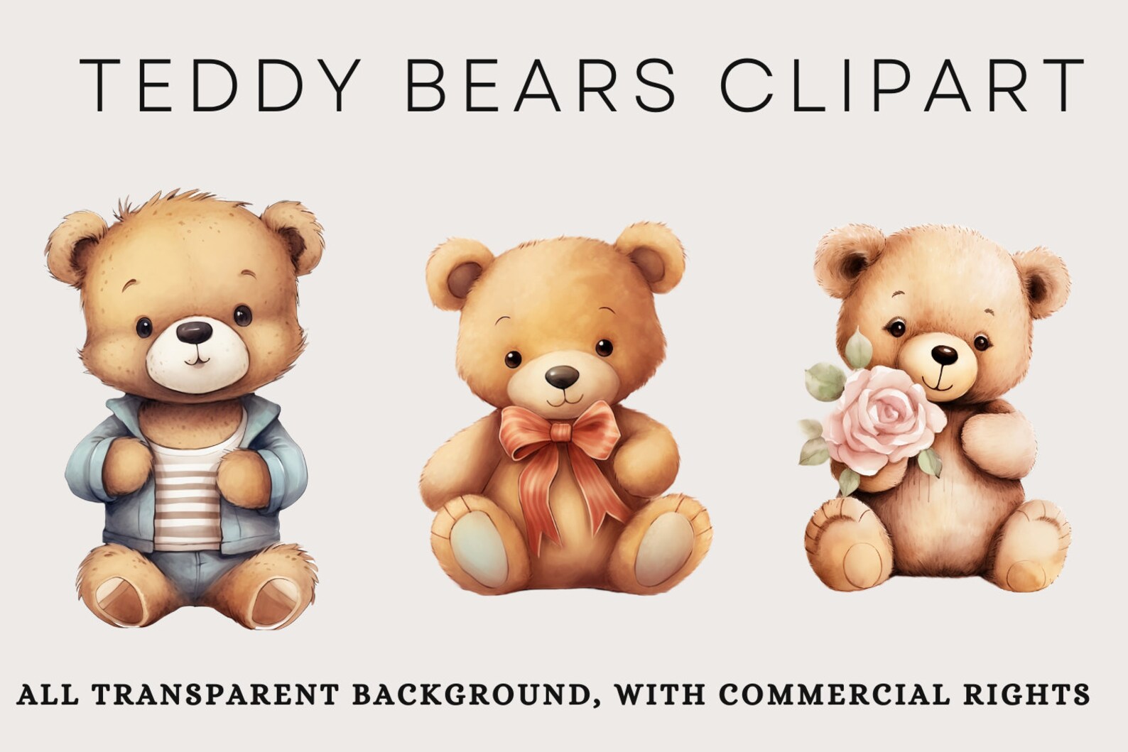 12 Teddy Bear Clipart, High Quality Pngs, Digital Planner, Paper Crafts ...