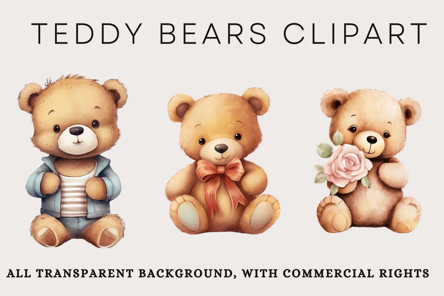 12 Teddy Bear Clipart, High Quality Pngs, Digital Planner, Paper Crafts ...