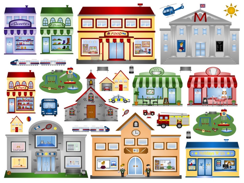 Town Clip Art 24 Images, Instant Download - Etsy
