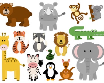 Zoo Animal Clipart, Safari Animal Clipart, Cute Animals Clipart, Monkey ...