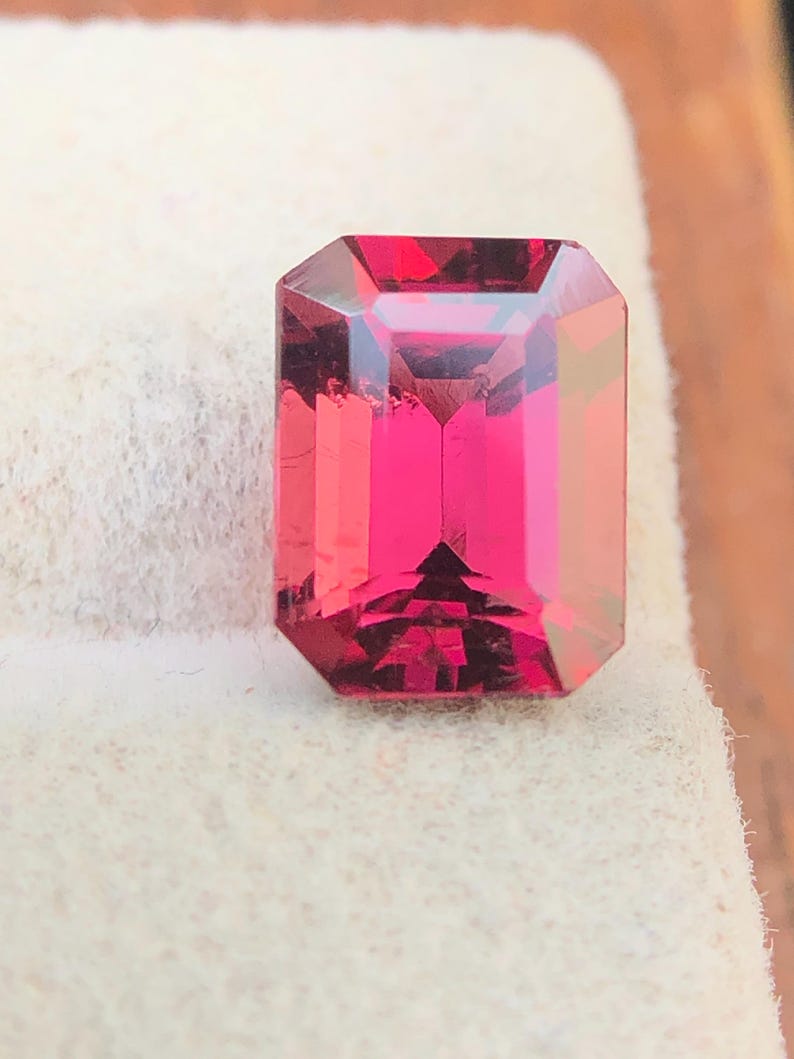 Buy Natural Tourmaline Octagon, 8x6mm Emerald Cut Reddish Pink Gemstone ...