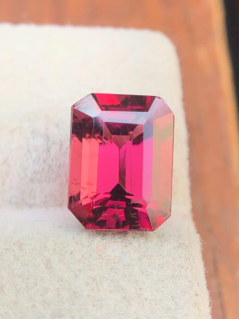 Buy Natural Tourmaline Octagon, 8x6mm Emerald Cut Reddish Pink Gemstone ...