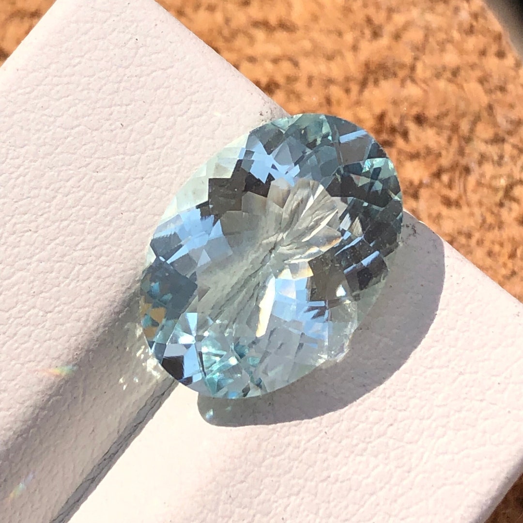 4.65 Ct. Unheated Aquamarine Oval Shape Gemstone, 14x10 MM Natural Blue ...