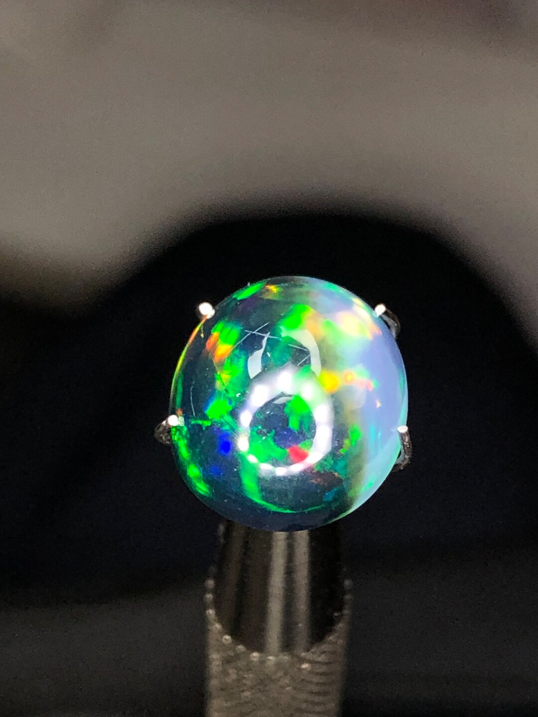 2.90 Ct. Black Ethiopian Opal, Sky Blue With Green Fire Opal Oval Shape ...