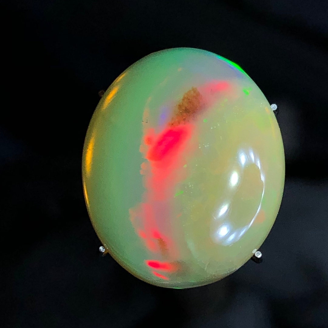 Natural Smoked Opal With Red, Blue & Green Fire, 17x14mm Loose Cabochon ...