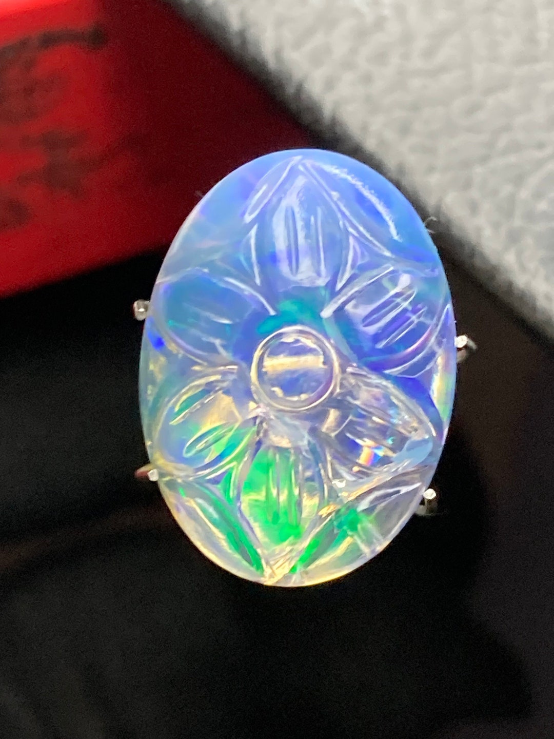 Natural White Ethiopian Opal Oval Carving, 18x13 MM 8.70 Carats Loose ...