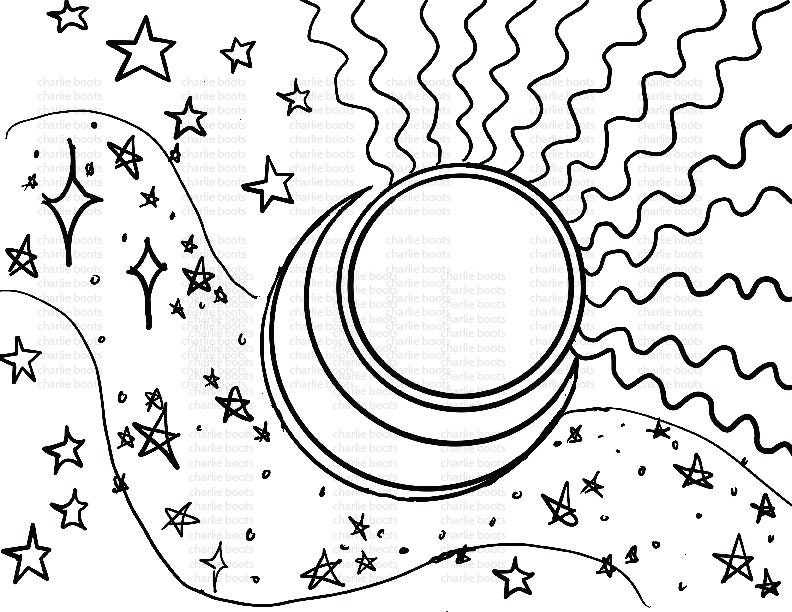 10 Celestial Theme Coloring Pages for Kids Adults Instant Digital ...