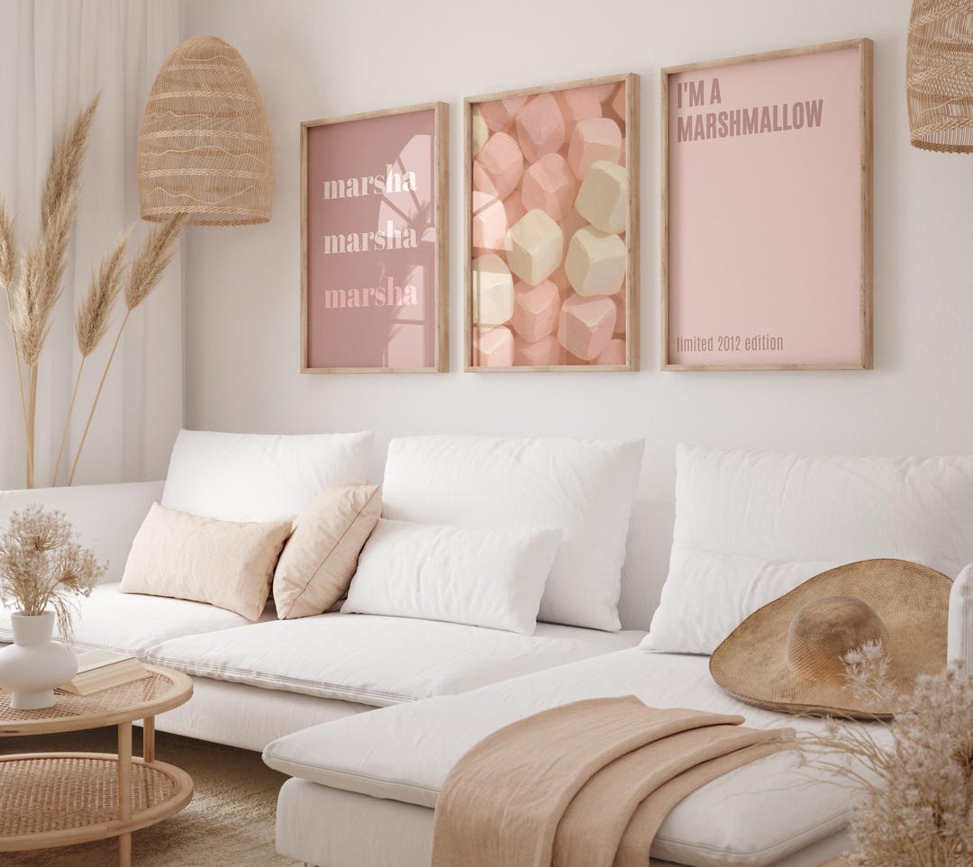 I Am a Marshmallow Dusty Pink Wall Art Set of 3 Printable Wall Decor ...