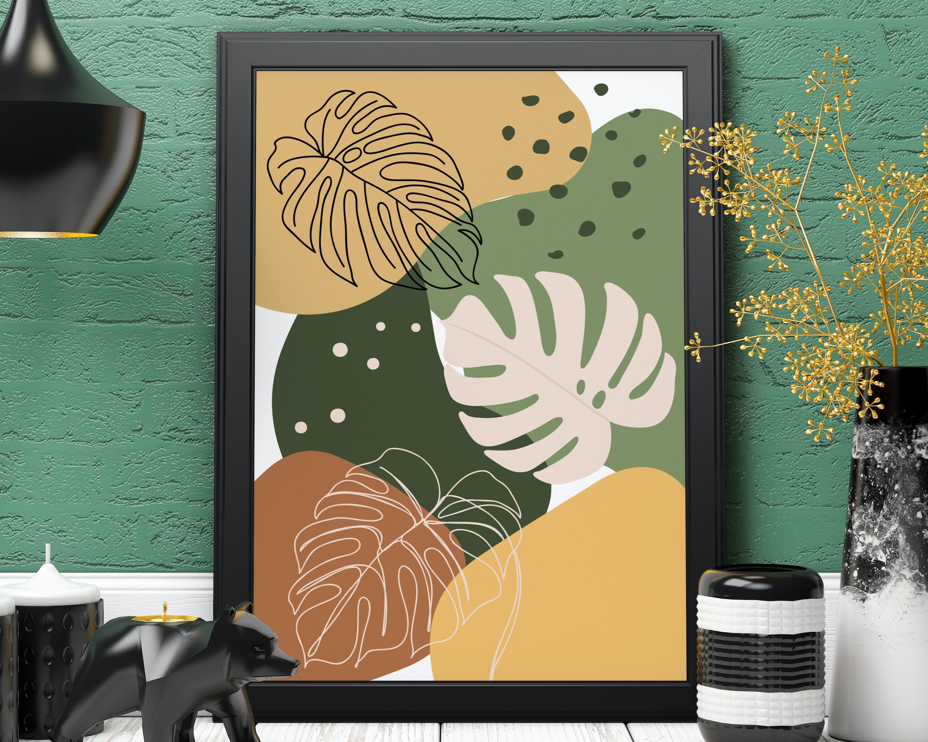 Monstera Leaf One Line Print Set of 3 Abstract Botanical - Etsy