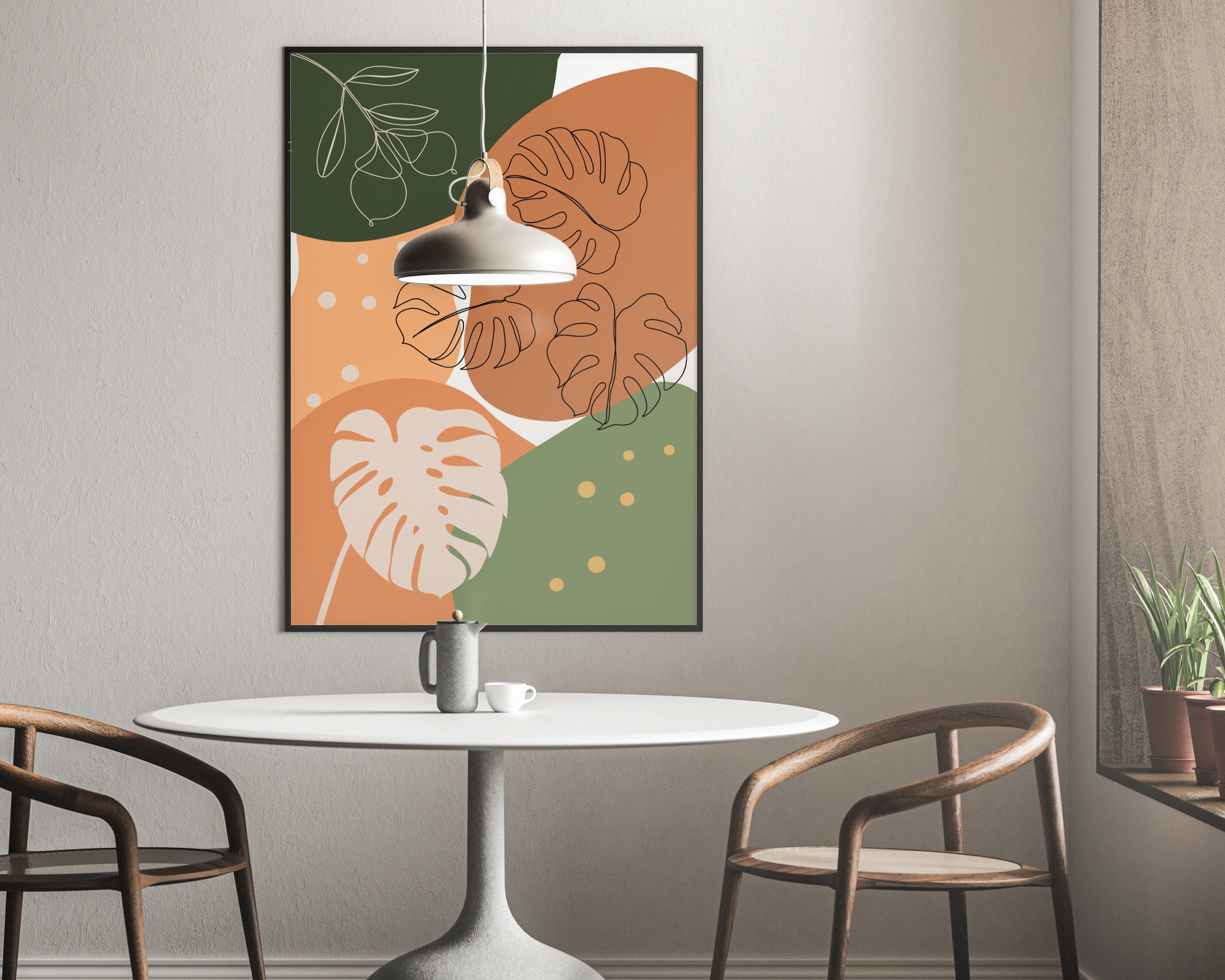 Monstera Leaf One Line Print Set of 3 Abstract Botanical - Etsy