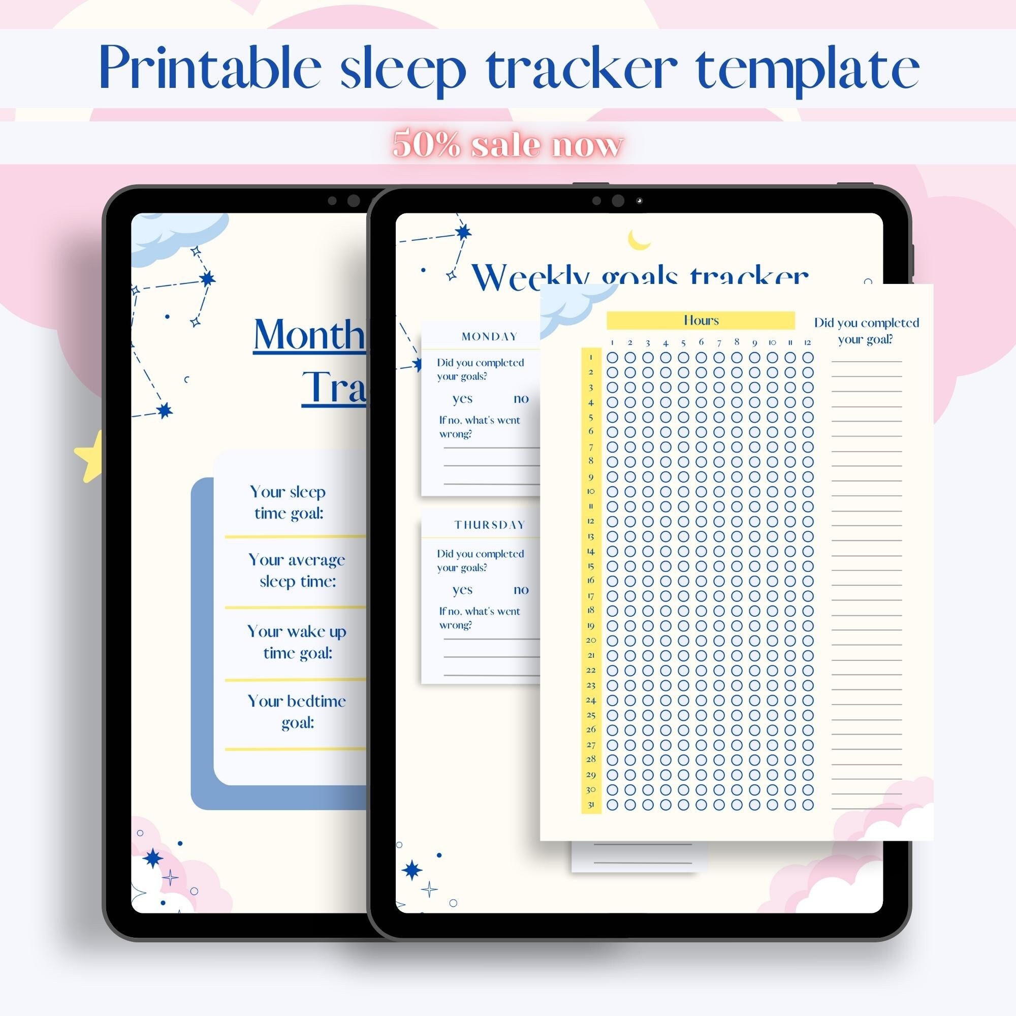 Printable Sleep Tracker Template, Digital Sleep Planner, Digital Sleep ...