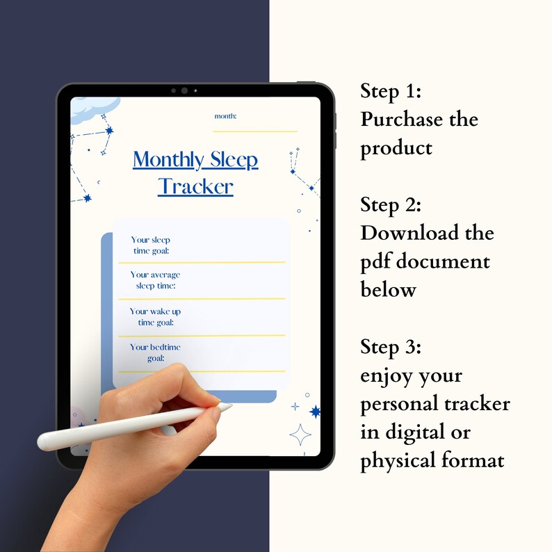 Printable Sleep Tracker Template, Digital Sleep Planner, Digital Sleep ...