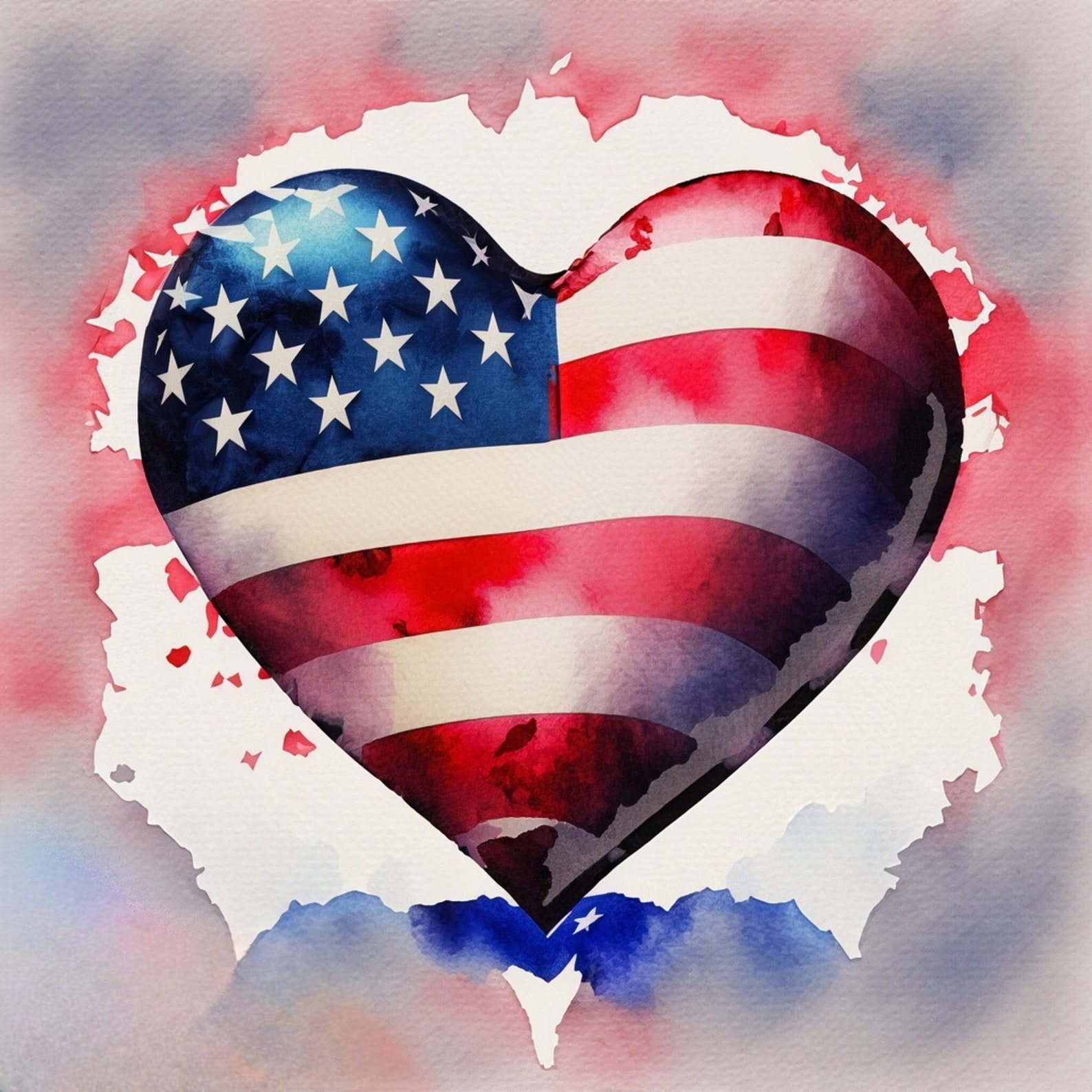 Heart, Heart Shaped American Flag, American Flag, Flag, Print, Digital ...
