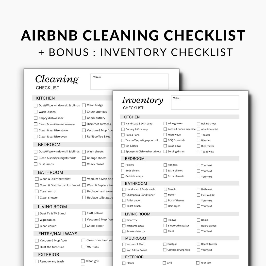 Airbnb Cleaning Checklist Editable Airbnb Canva Template Etsy