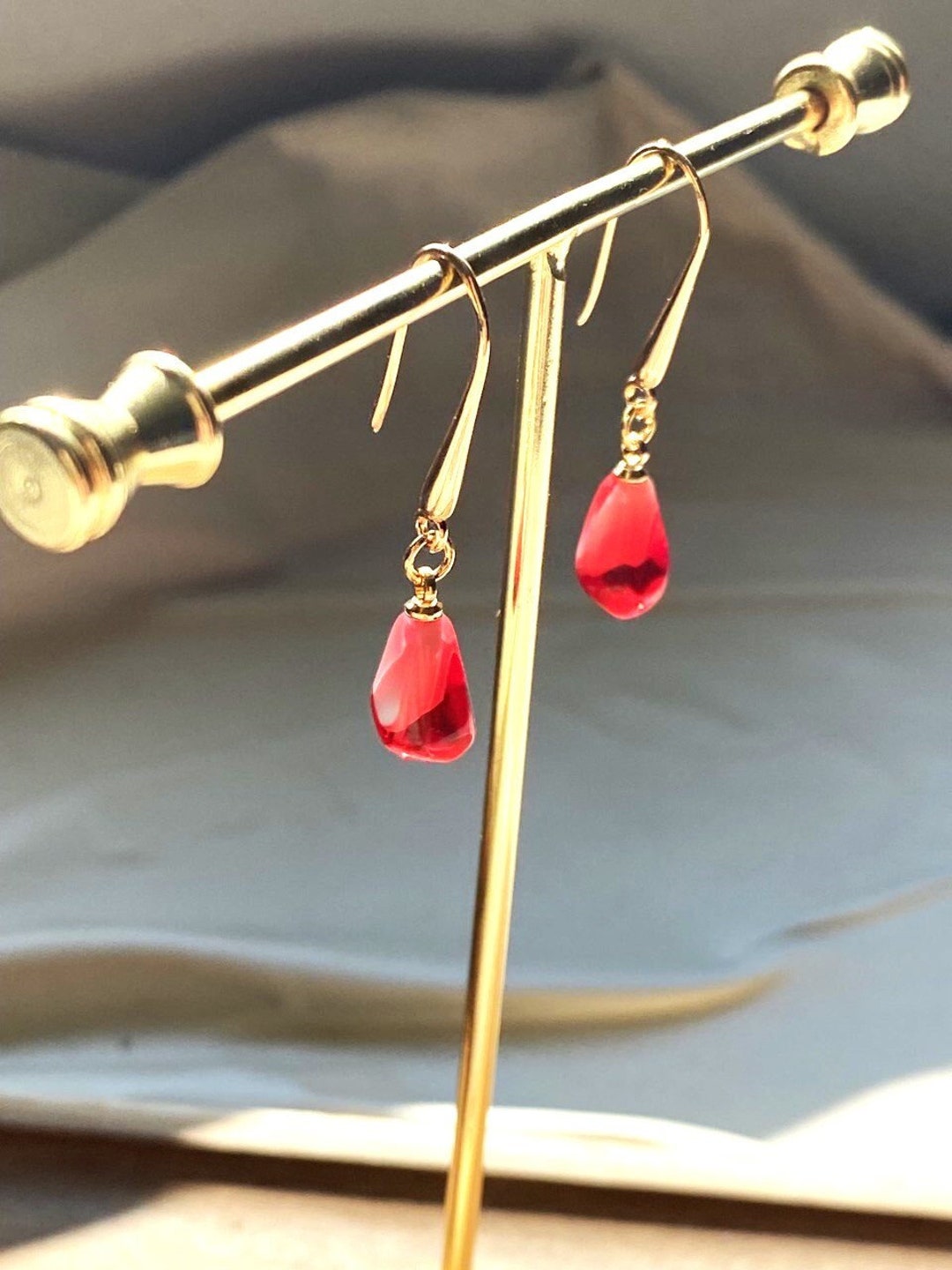 18K Gold Plated Pomegranate Seed Hooks, Pomegranate Seed Earrings ...