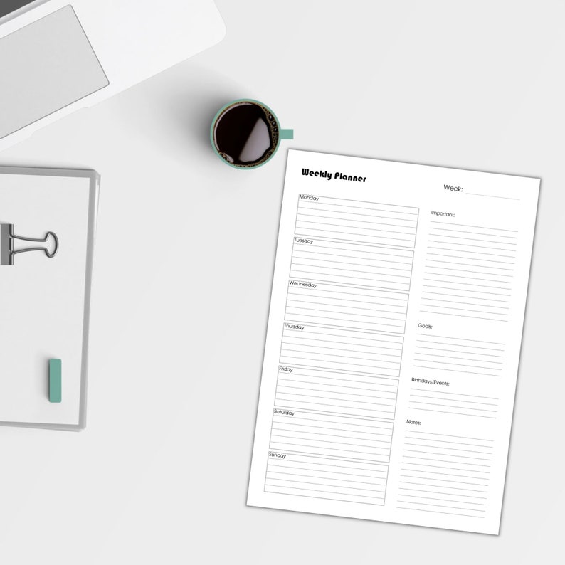 Printable Weekly Planner Interactive Planner Print Planner Days Space ...
