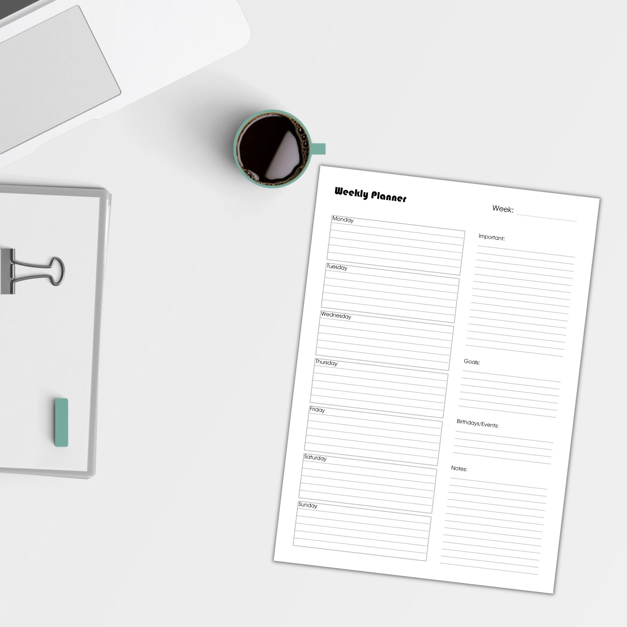 Printable Weekly Planner Interactive Planner Print Planner Days Space ...