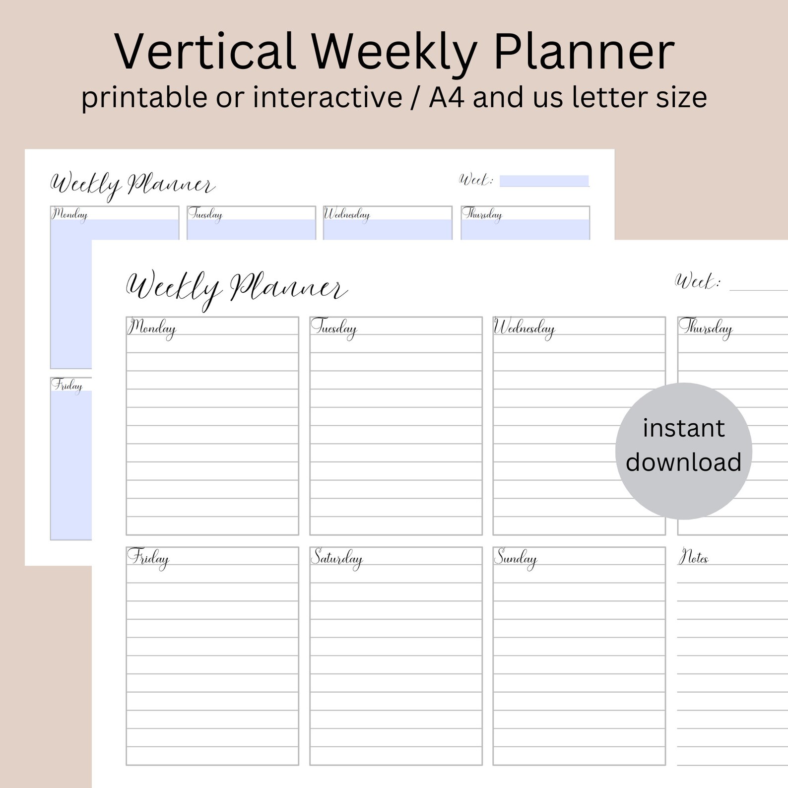 Printable Weekly Planner Interactive Planner Print Planner Days Space ...