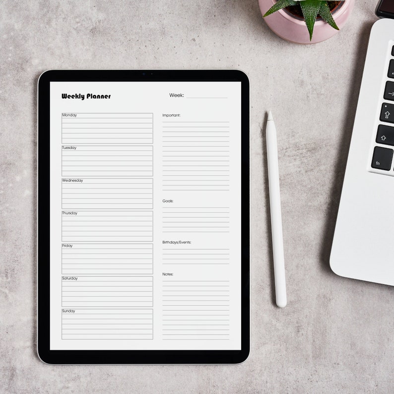 Printable Weekly Planner Interactive Planner Print Planner Days Space ...