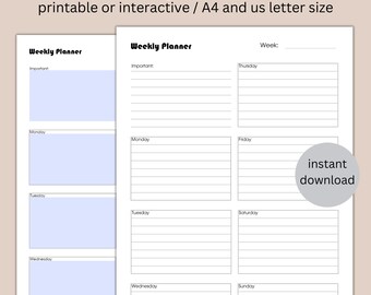 Printable Weekly Planner Interactive Planner Print Planner Days Space ...