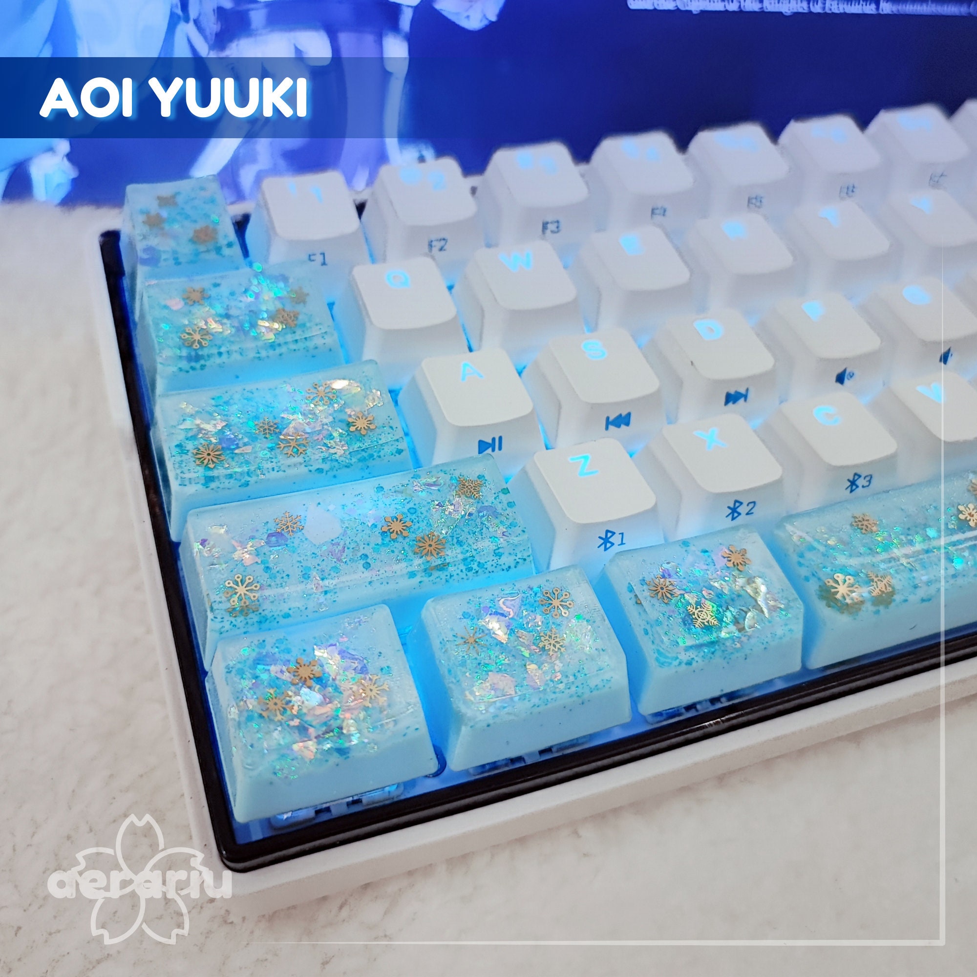 SNOW Keycaps Custom Keycaps Artisan Keycaps Blue Keycaps Resin - Etsy ...