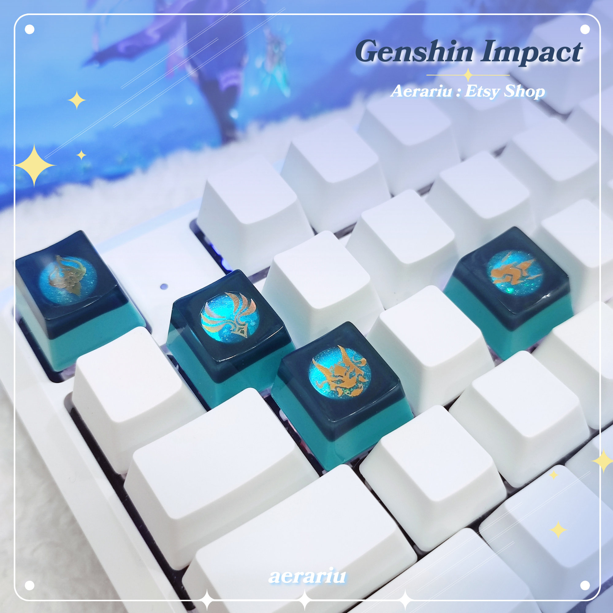 MONDSTADT Artisan Keycaps, Custom Resin Keycaps, Cherry Keycaps Gift ...