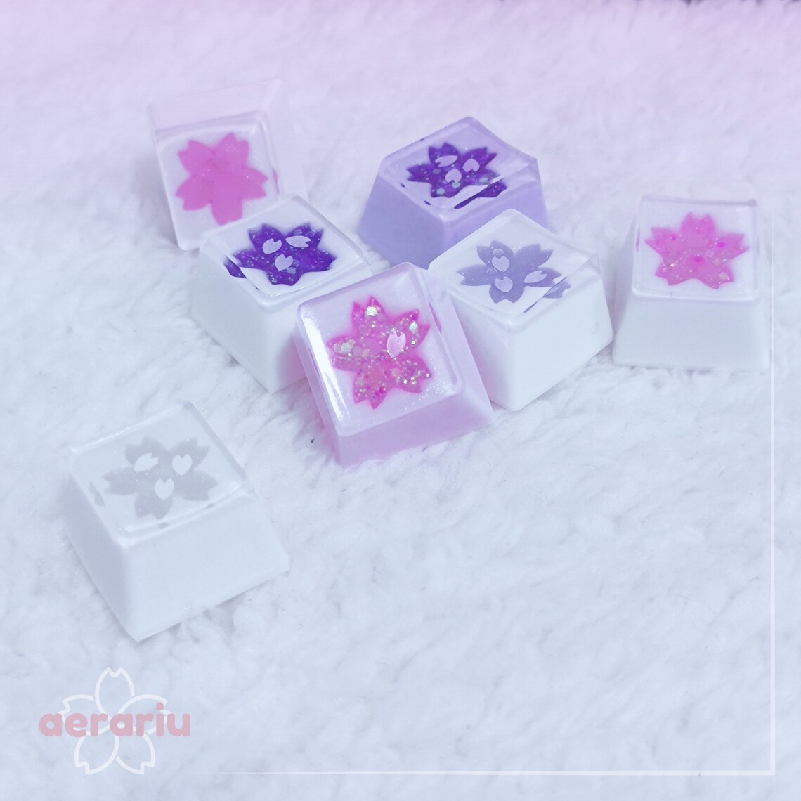 SAKURA Artisan Keycaps Custom Resin Keycaps Cherry Keycaps - Etsy
