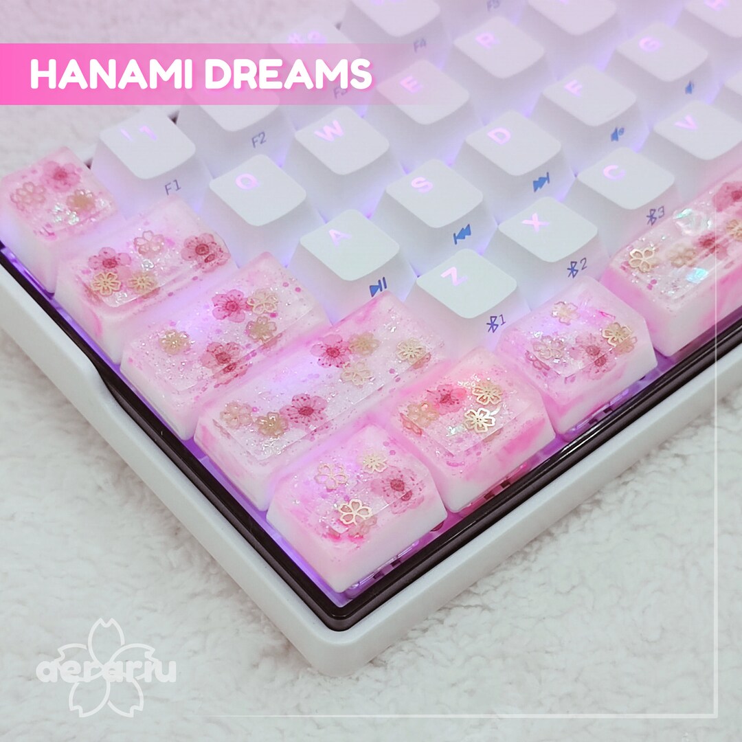 SAKURA Artisan Keycaps, Custom Resin Keycaps, Cherry Keycaps Gift for ...