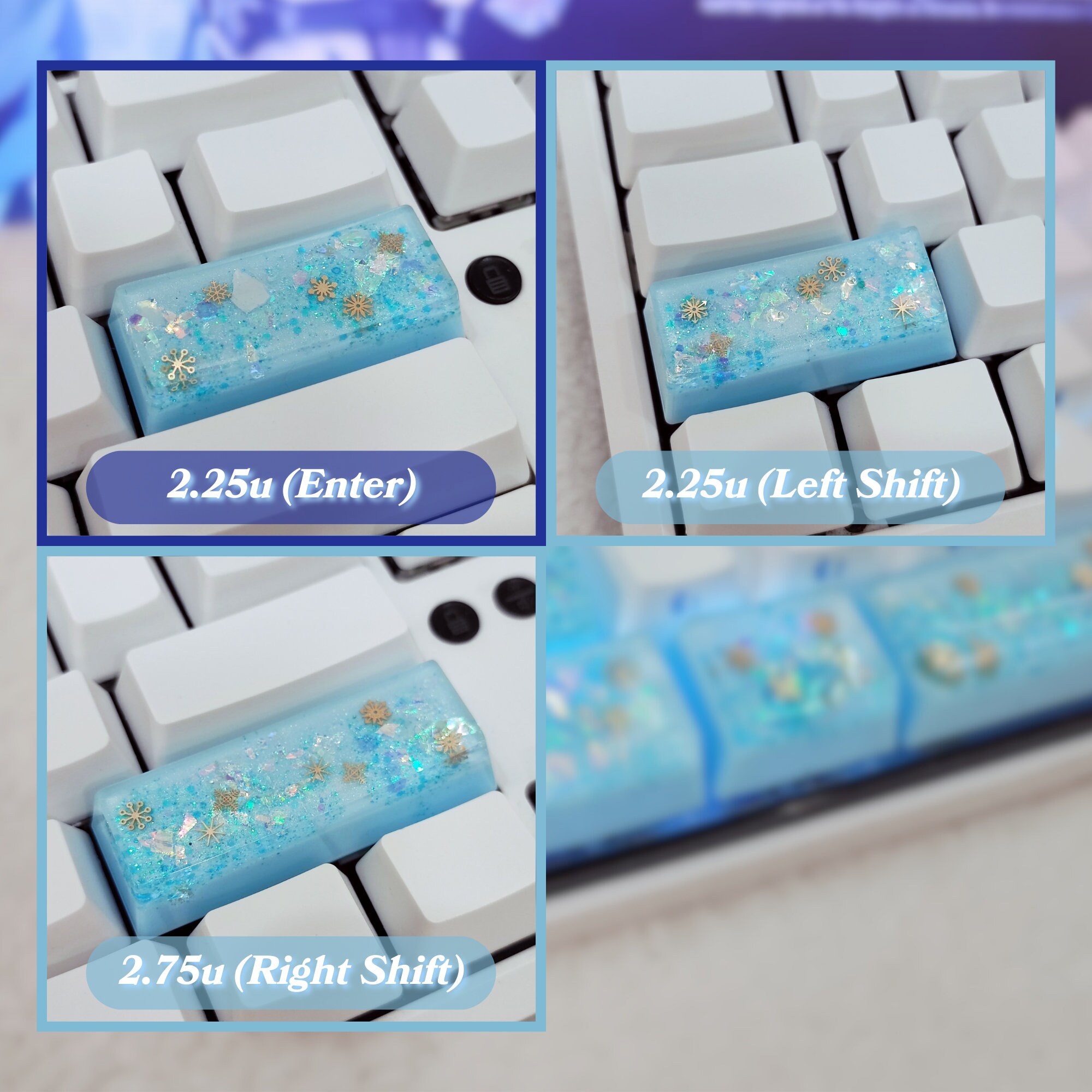 SNOW Keycaps Custom Keycaps Artisan Keycaps Blue Keycaps Resin - Etsy ...
