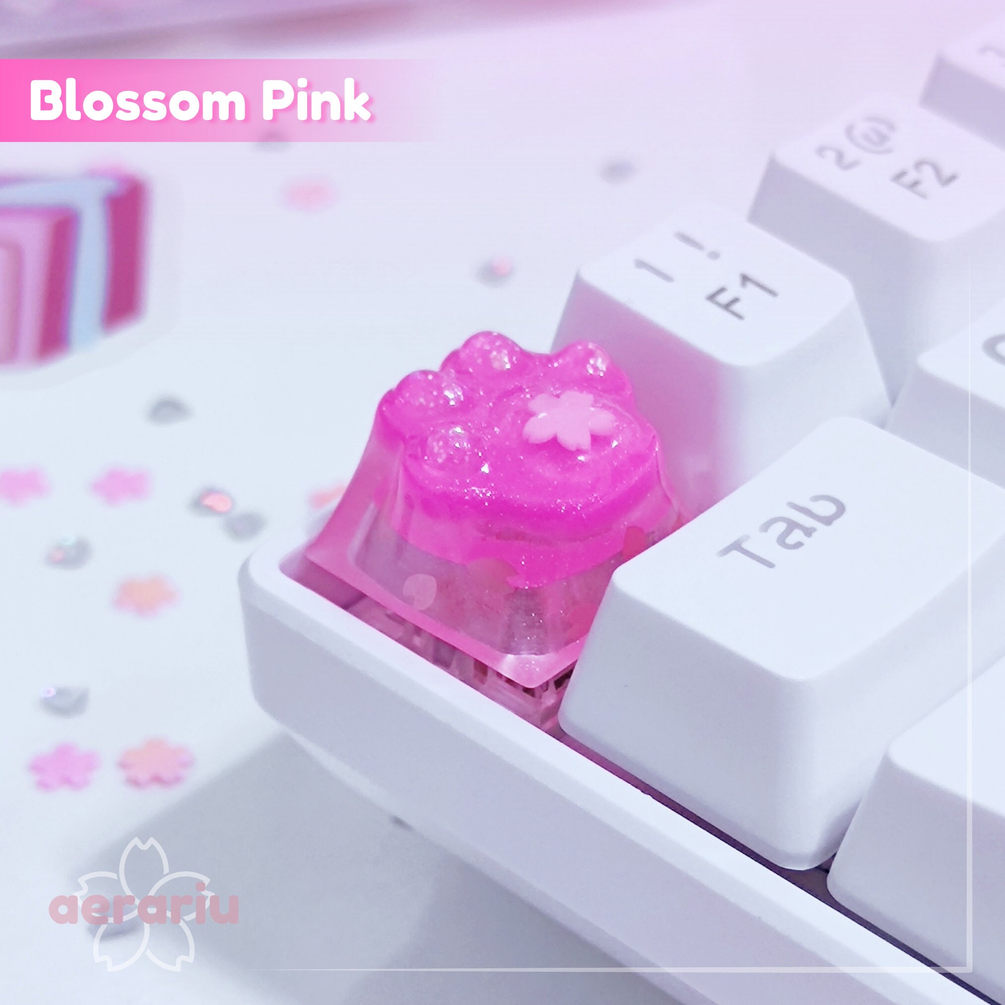 SAKURA Artisan Keycaps, Custom Resin Keycaps, Cherry Keycaps Gift for ...