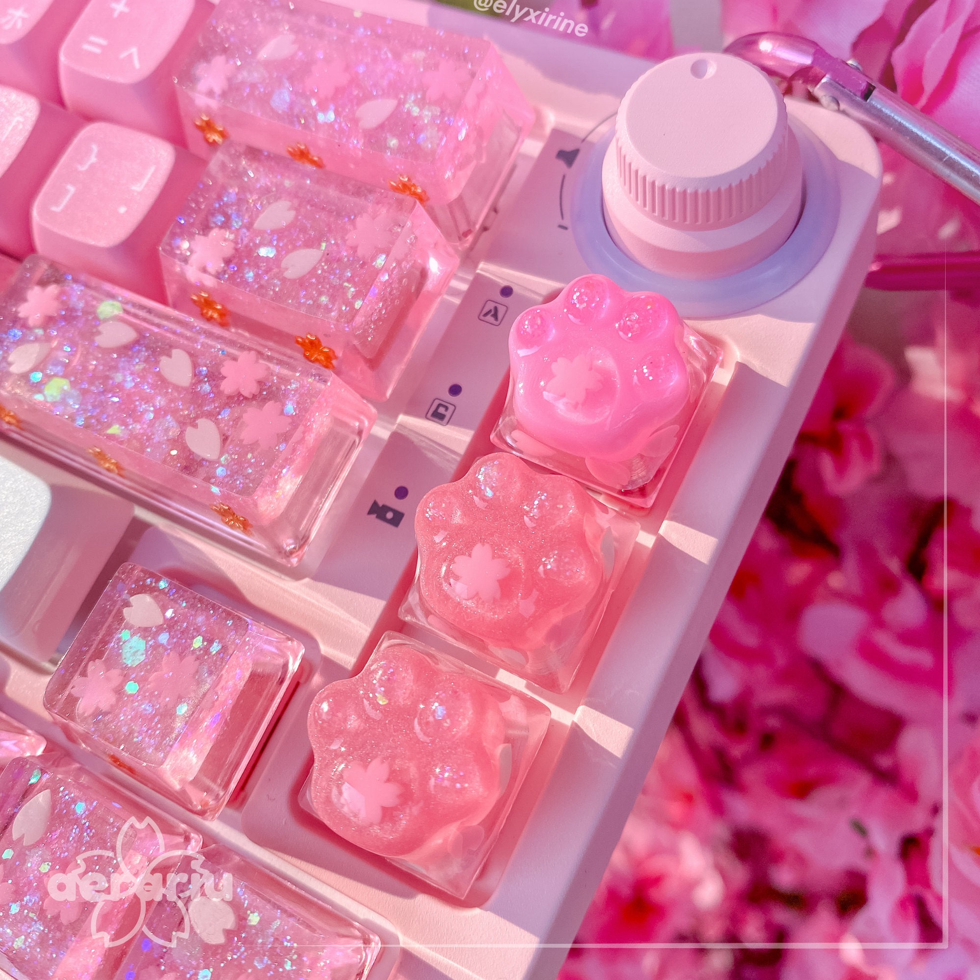 SAKURA Keycaps Resin Keycaps Artisan Keycaps Pink Keycaps Cute - Etsy
