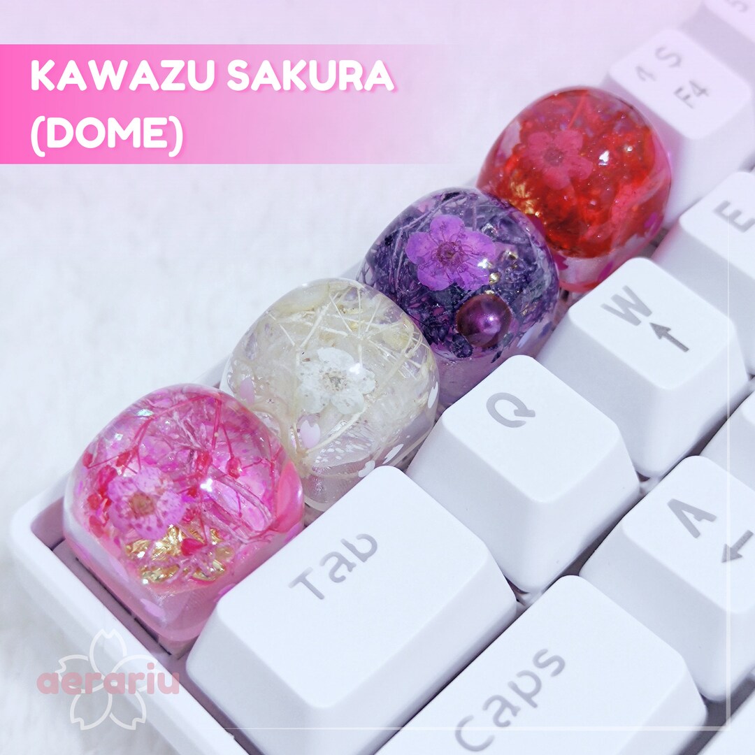 SAKURA Artisan Keycaps, Custom Resin Keycaps, Cherry Keycaps Gift for ...
