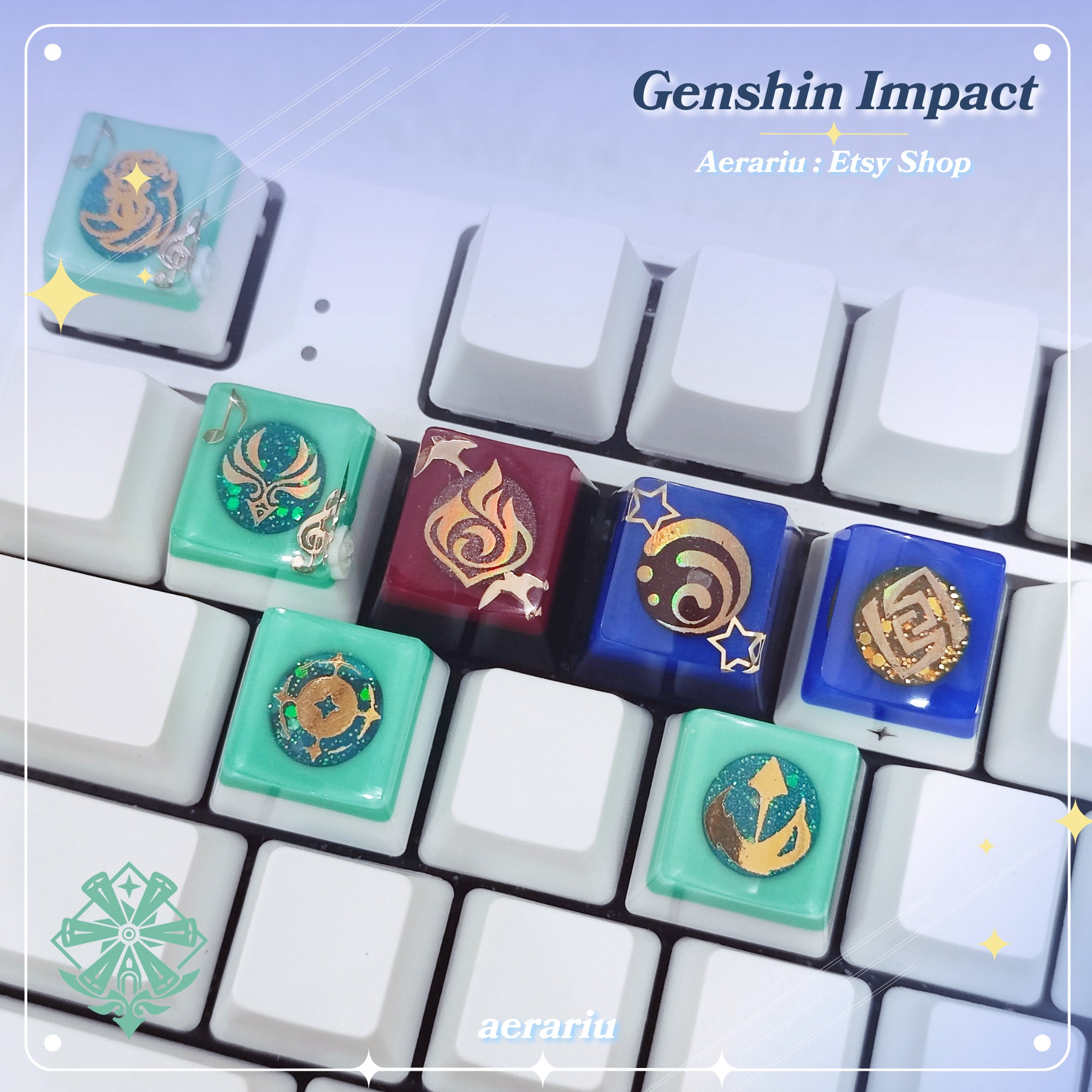 MONDSTADT Artisan Keycaps, Custom Resin Keycaps, Cherry Keycaps Gift ...