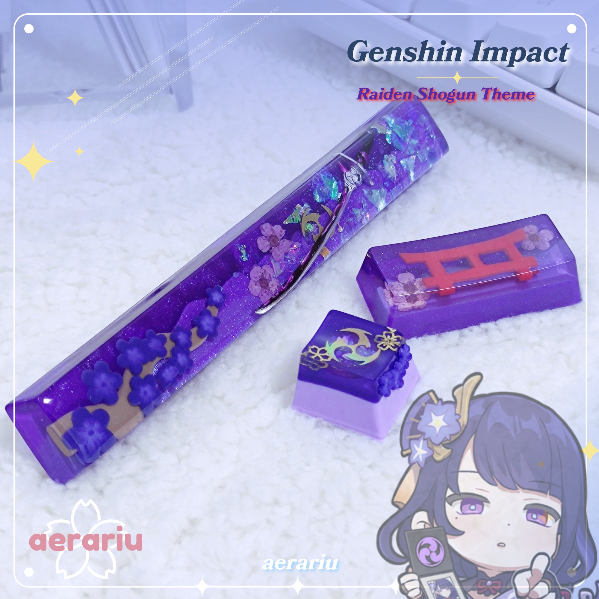 RAIDEN EI Artisan Keycaps, Custom Resin Keycaps, Cherry Keycaps Gift ...