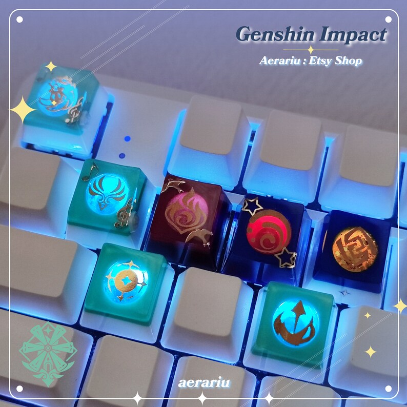 MONDSTADT Artisan Keycaps, Custom Resin Keycaps, Cherry Keycaps Gift ...