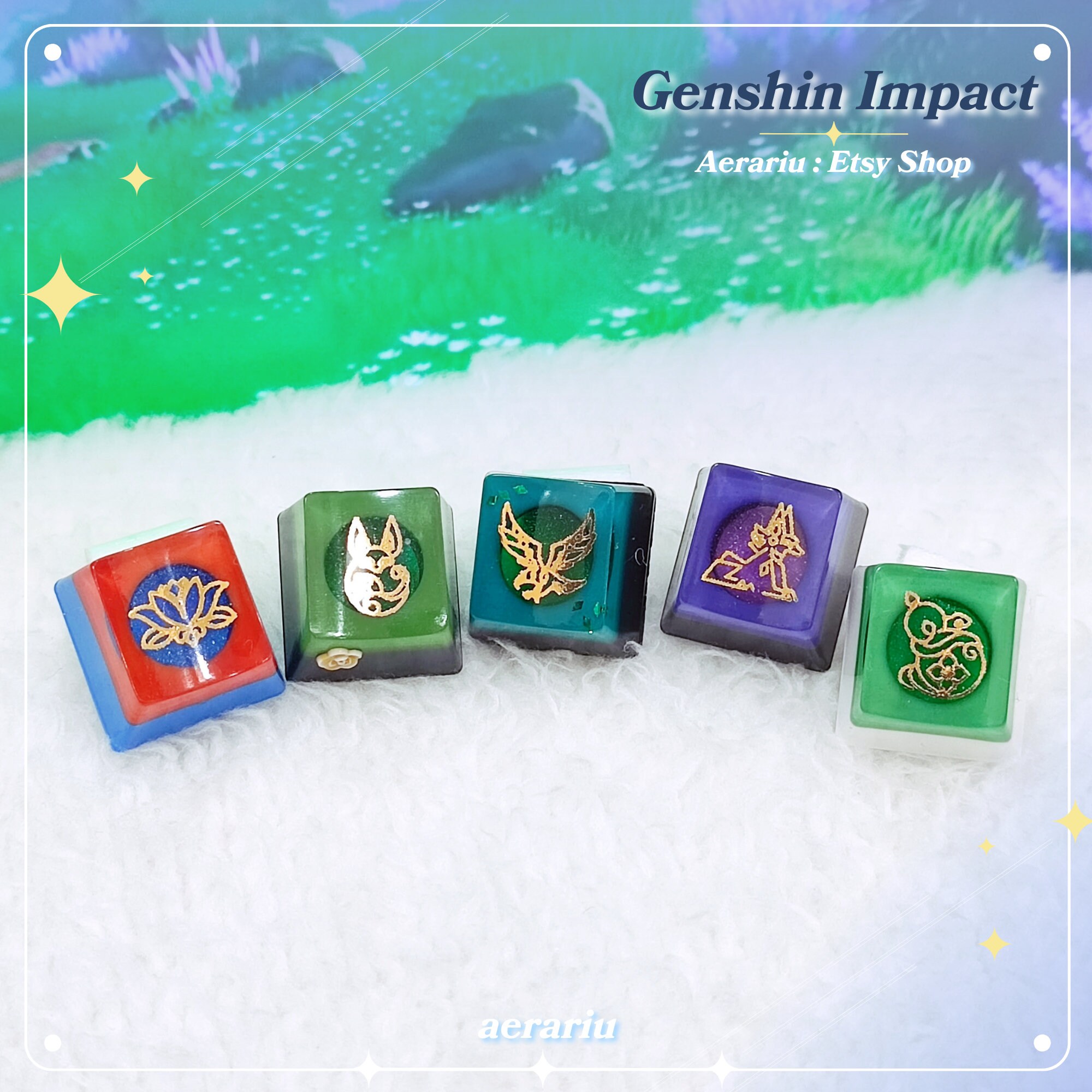 MONDSTADT Artisan Keycaps, Custom Resin Keycaps, Cherry Keycaps Gift ...