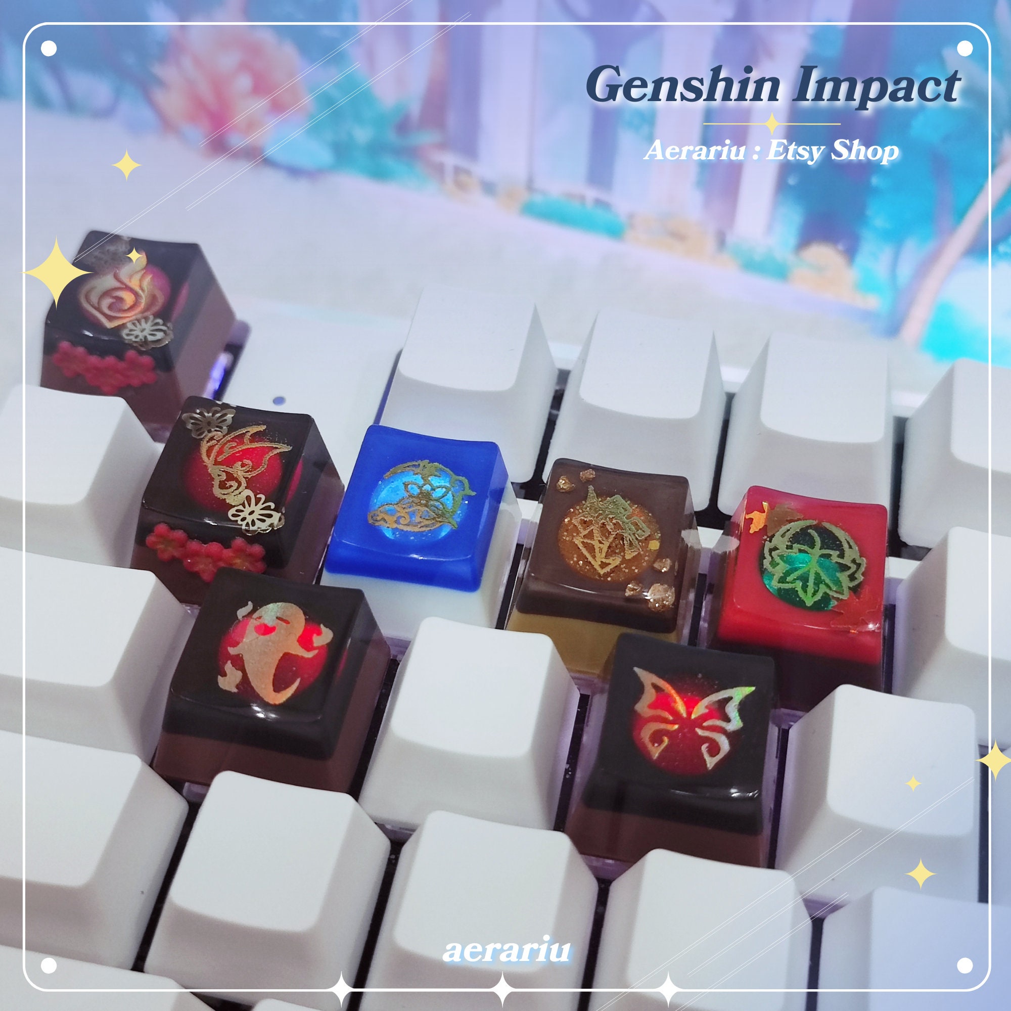 MONDSTADT Artisan Keycaps, Custom Resin Keycaps, Cherry Keycaps Gift ...