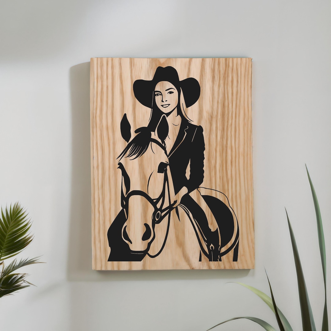 Cowgirl on a Horse Wooden Wall Decor Cowgirl Riding Wall Art Rodeo ...