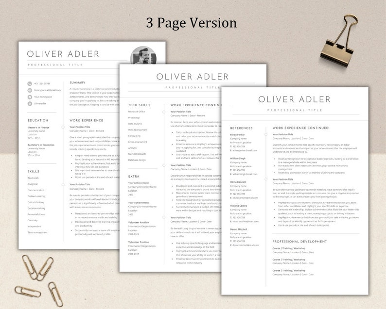 Professional Resume, Resume Template Word, Resume Google Docs, CV ...