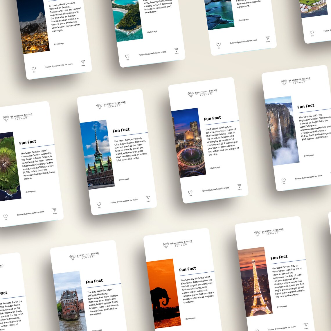 Travel Fun Facts Canva Templates: Social Media Posts (digital Download ...