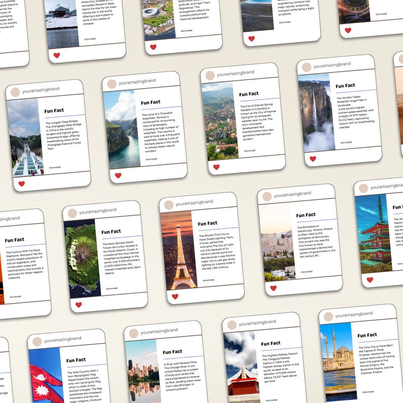 Travel Fun Facts Canva Templates: Social Media Posts (digital Download ...