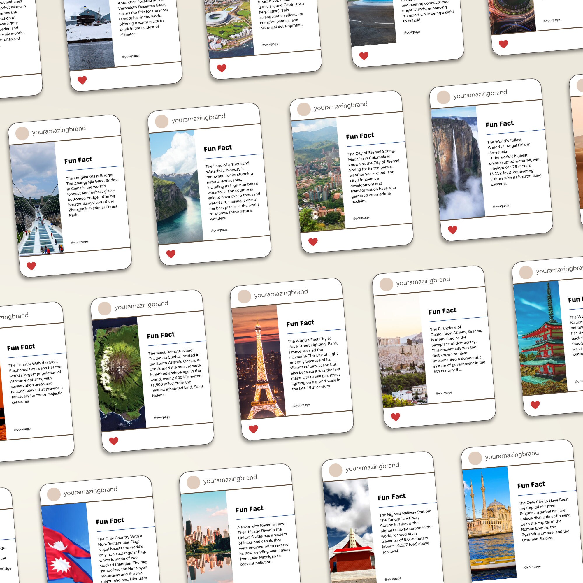Travel Fun Facts Canva Templates: Social Media Posts (digital Download ...