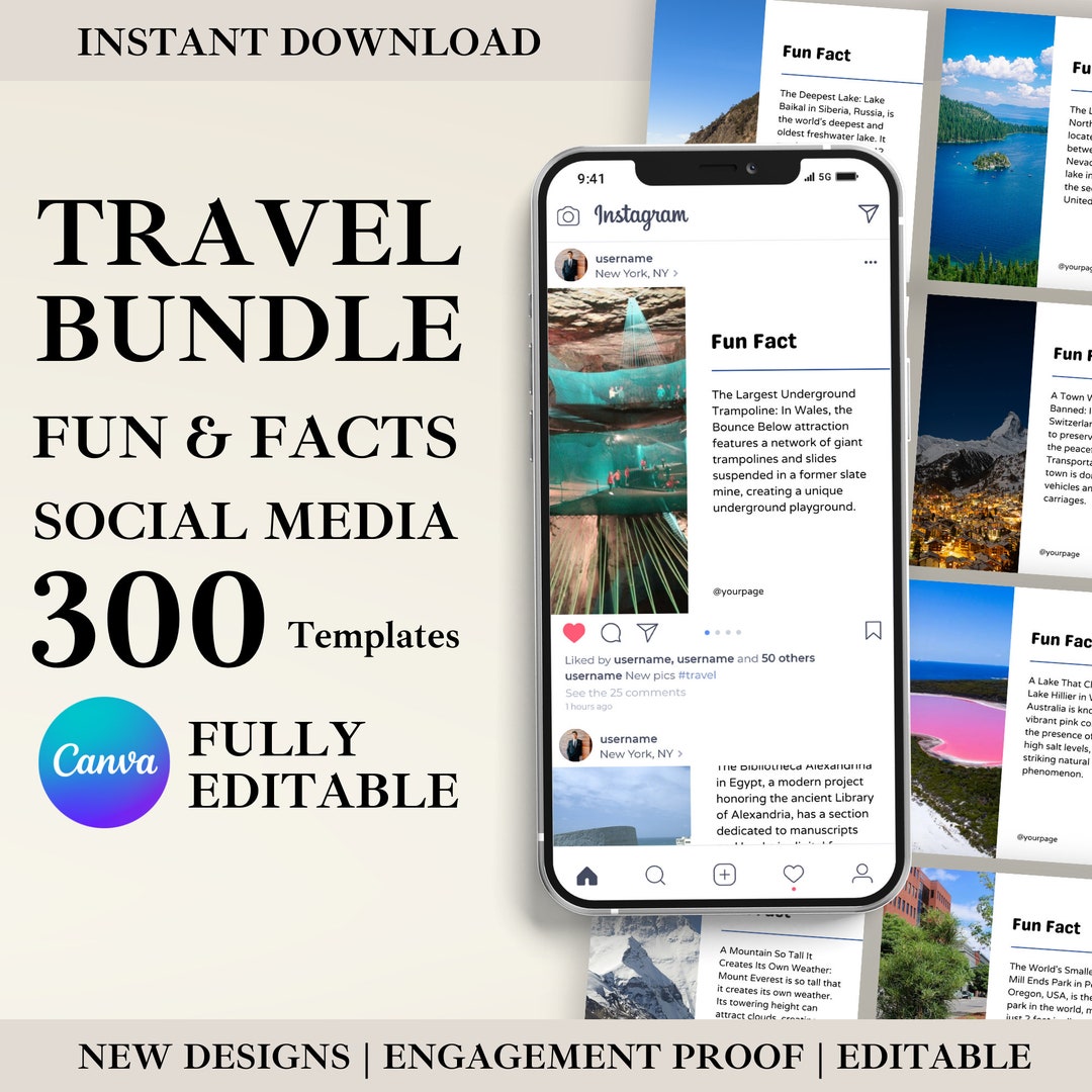Travel Fun Facts Canva Templates: Social Media Posts (digital Download ...