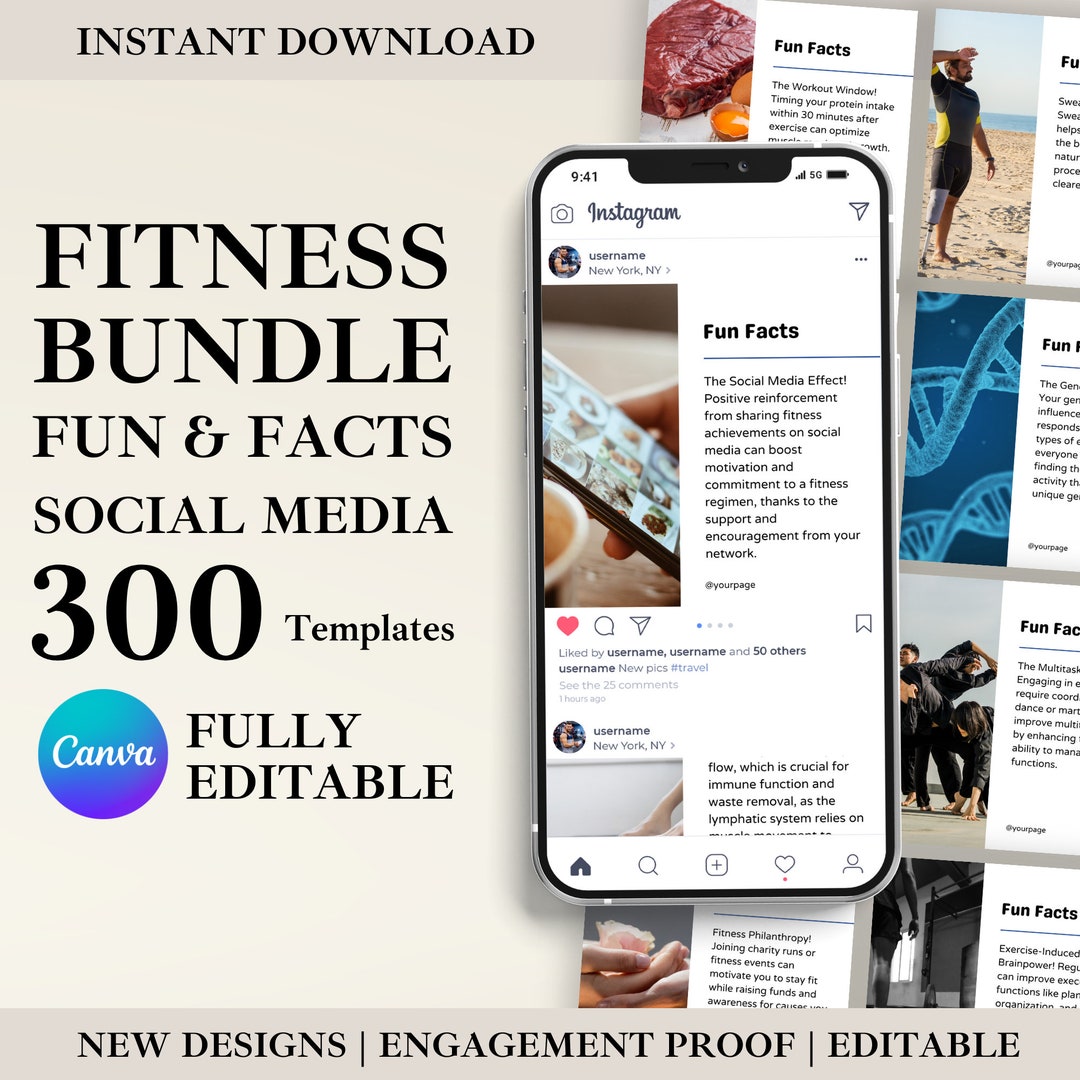Fitness Fun Facts Templates, Fitness Templates, Fitness Instagram ...