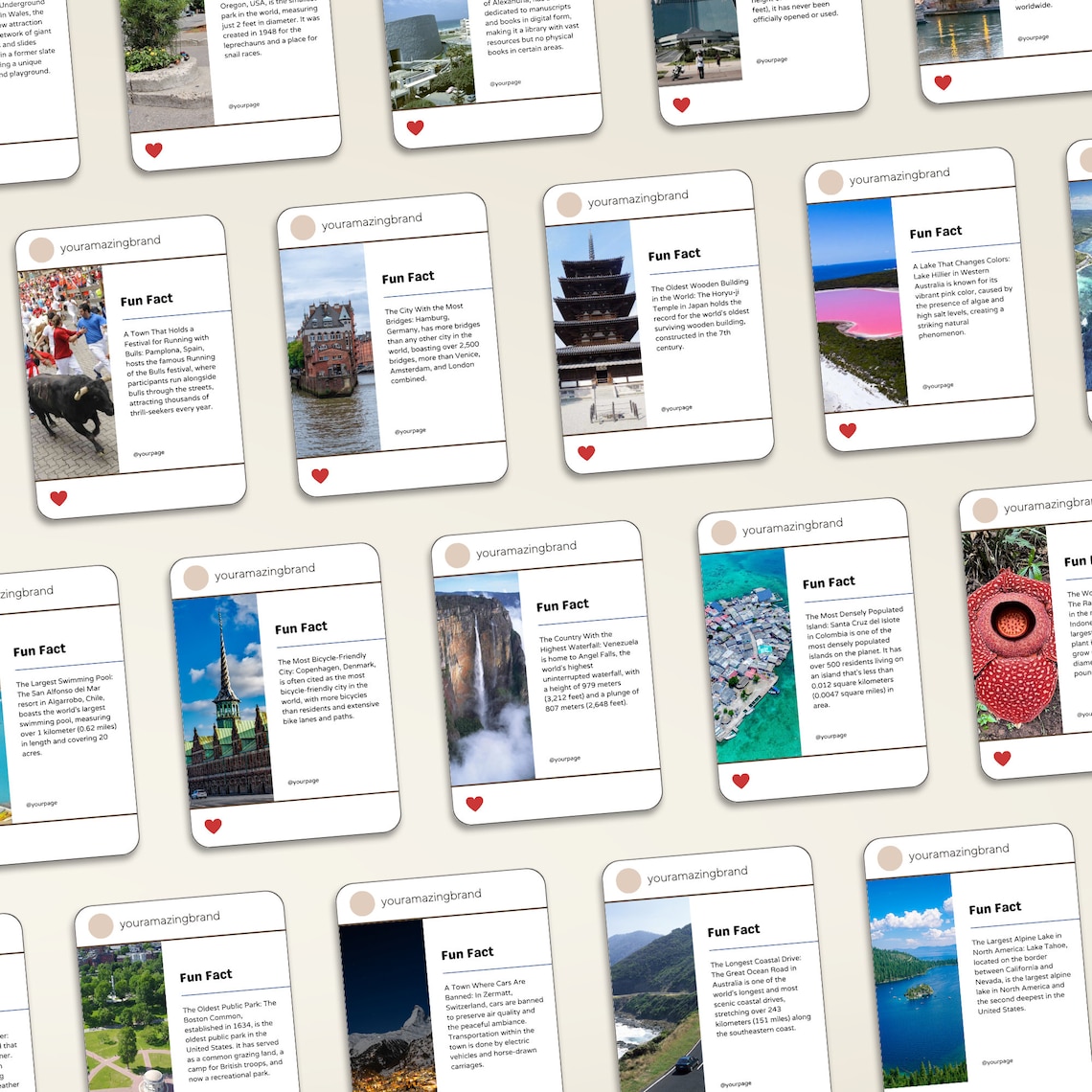 Travel Fun Facts Canva Templates: Social Media Posts (digital Download ...