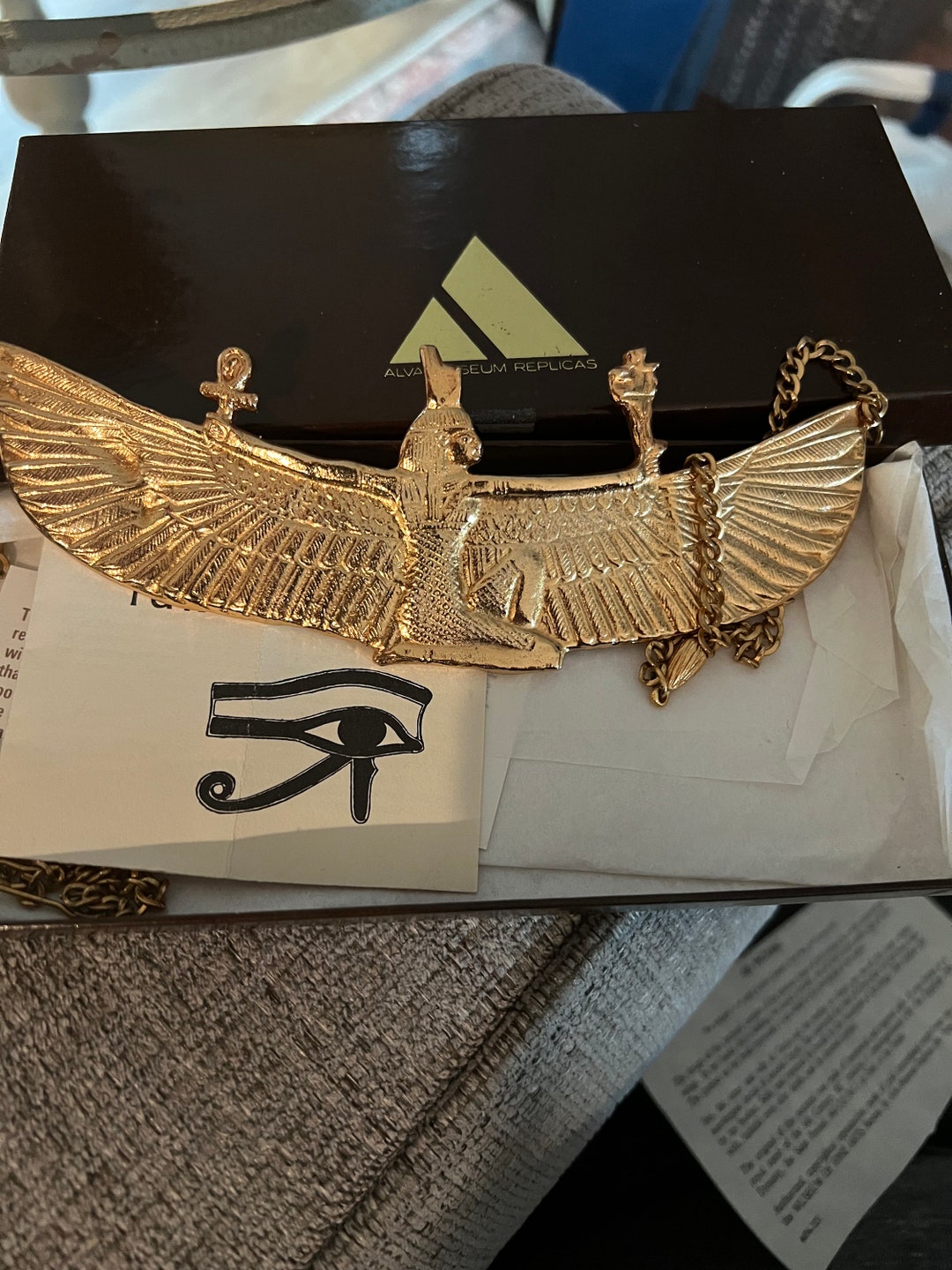 Vintage Winged Goddess Isis Gold Pectoral Bib Necklace From the ...