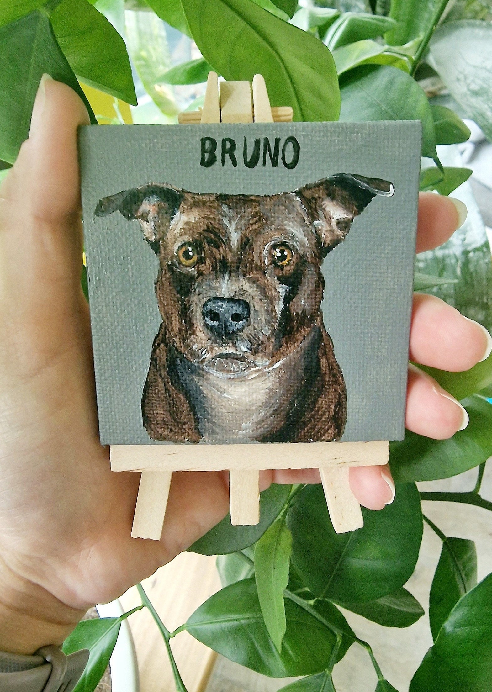 Mini Canvas and Easel Painting With Pet Portrait, Customized Decoration ...