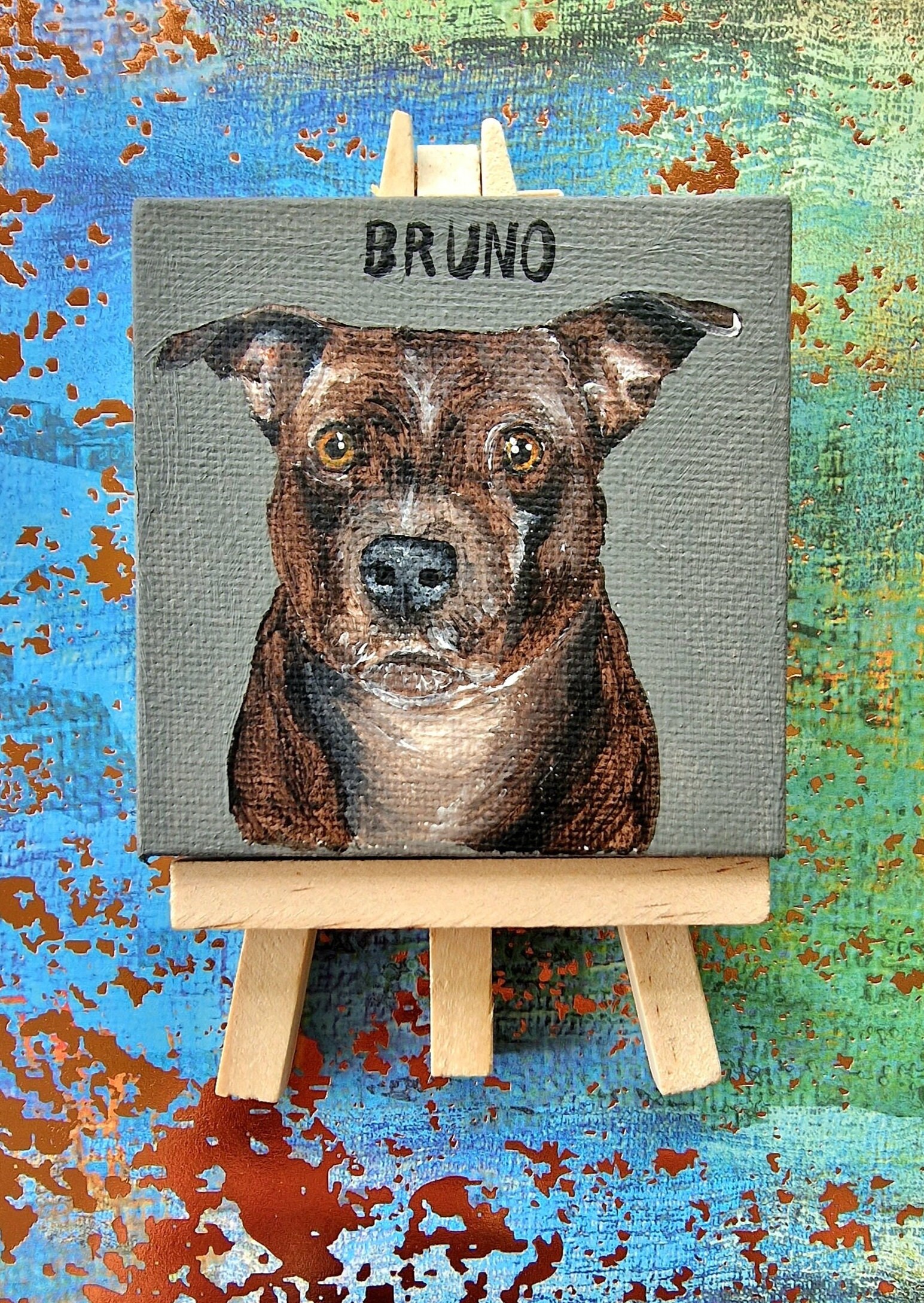 Mini Canvas and Easel Painting With Pet Portrait, Customized Decoration ...