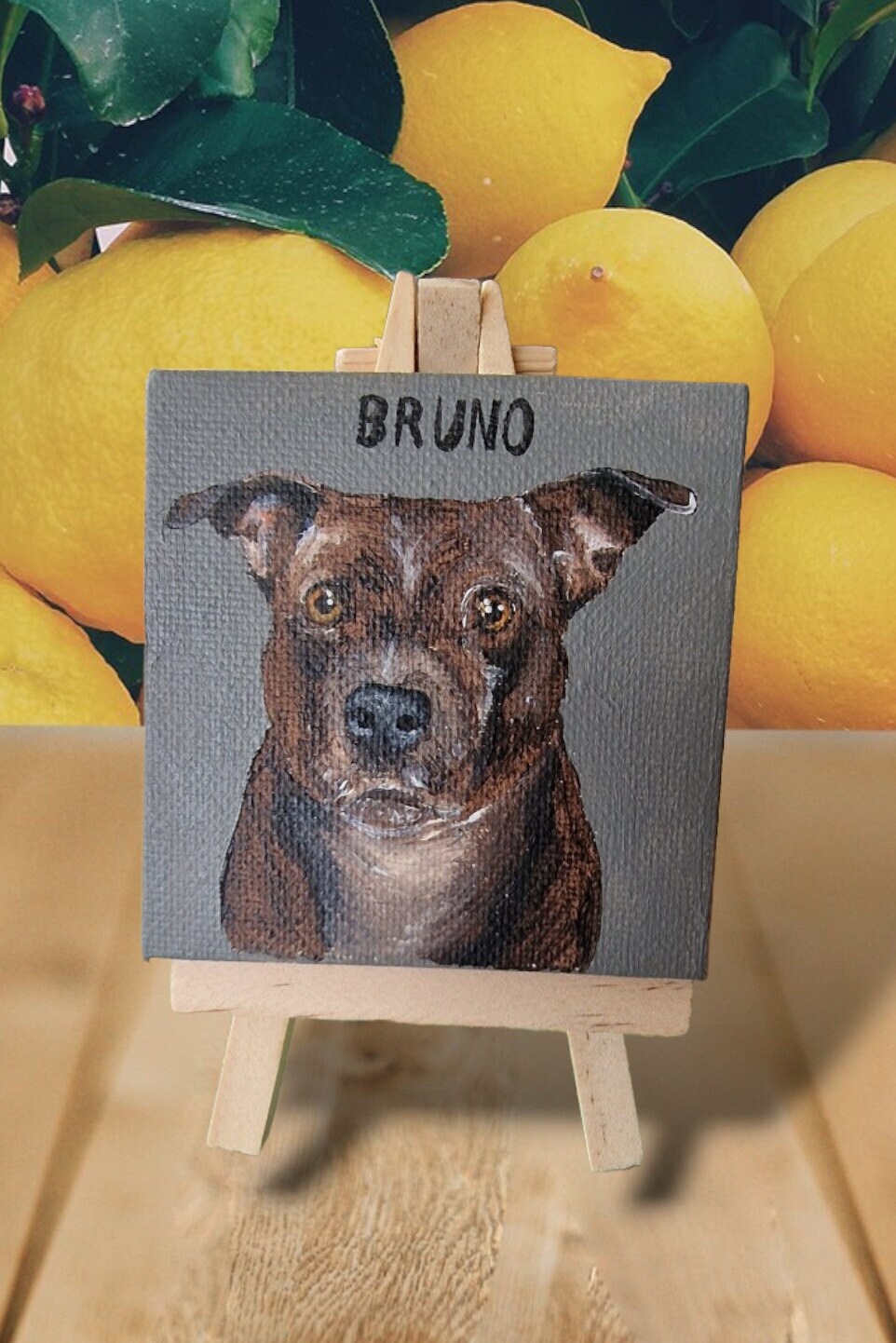 Mini Canvas and Easel Painting With Pet Portrait, Customized Decoration ...